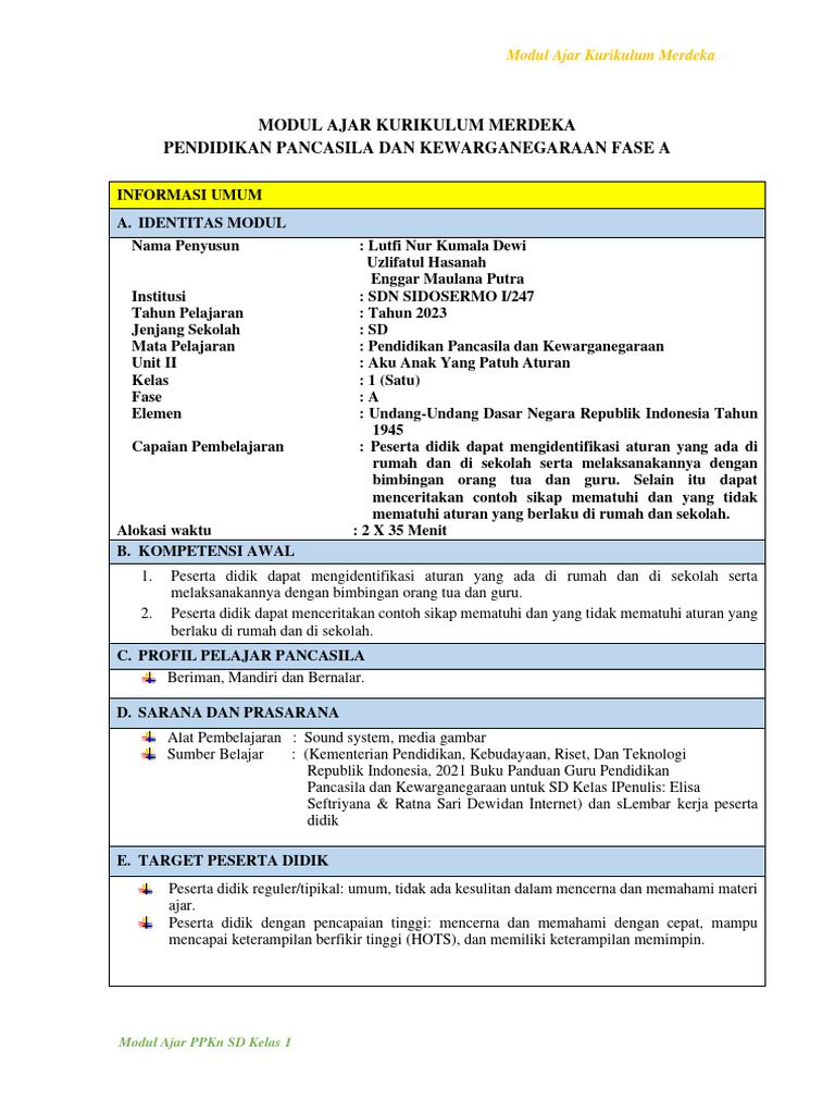 Modul Ajar Pendidikan Pancasila | PDF