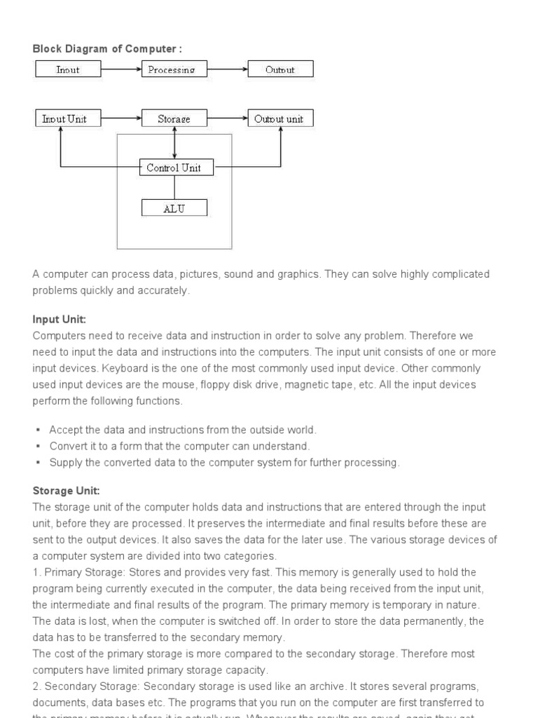 Block Diagram of Computer | PDF | Byte | Computer Data Storage