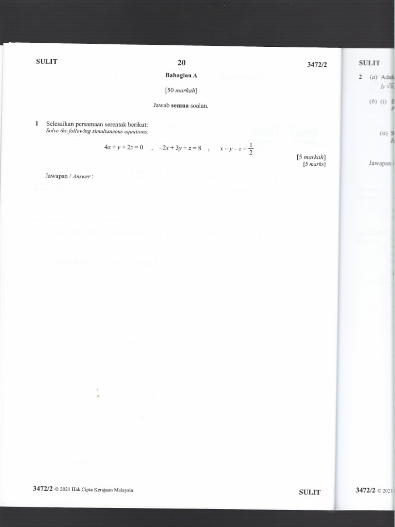 SPM 2021 Add Math Paper 2 | PDF
