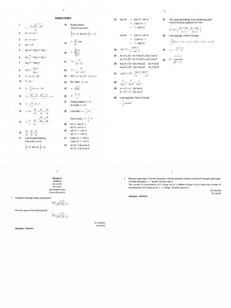 k1 Add Math Perak 2023 (Edited) | PDF