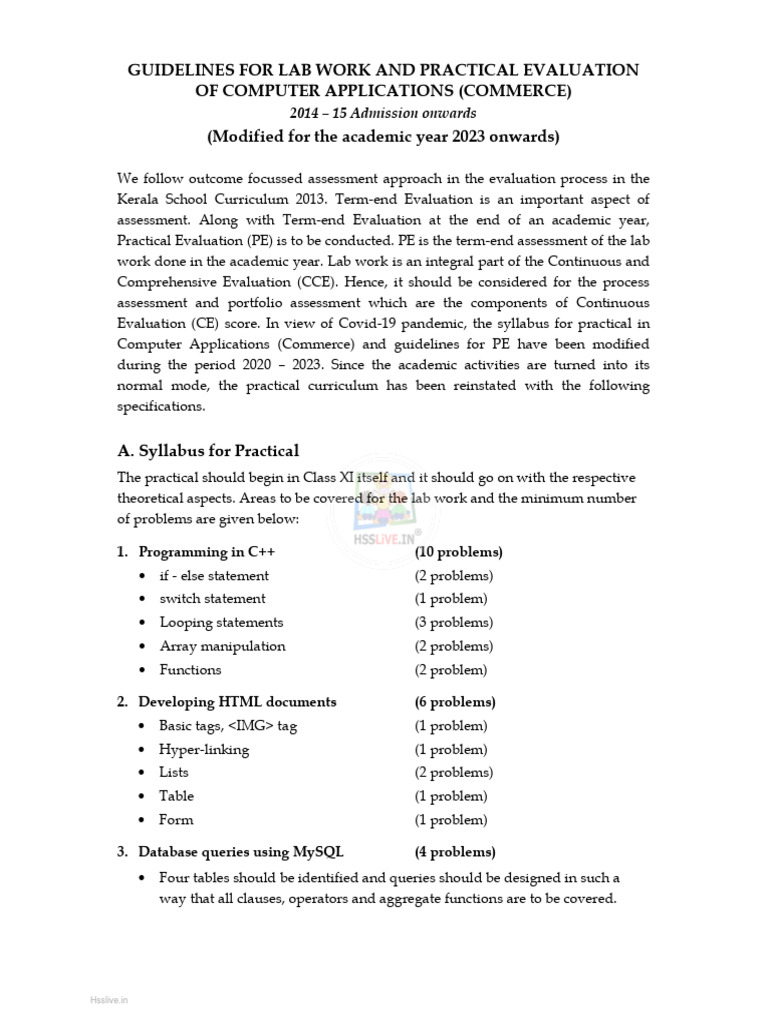 Comp App Comm LAB Scheme of Work 2023 Hsslive HSS | PDF | Function ...