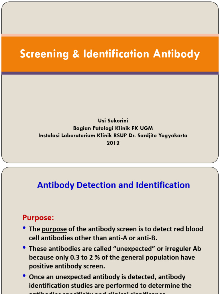 DR - Usi-Screening & Identification Antibody | PDF | Medical Specialties | Immunology