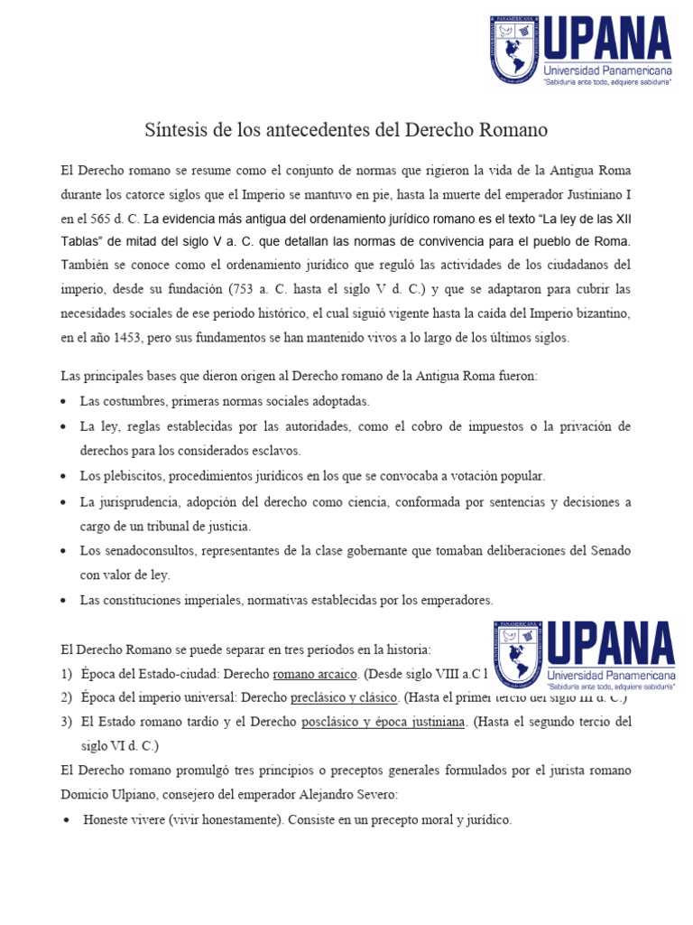 TAREA No. 1 | PDF | Ley romana | imperio Romano TAREA No. 1 | PDF | Ley romana | imperio Romano