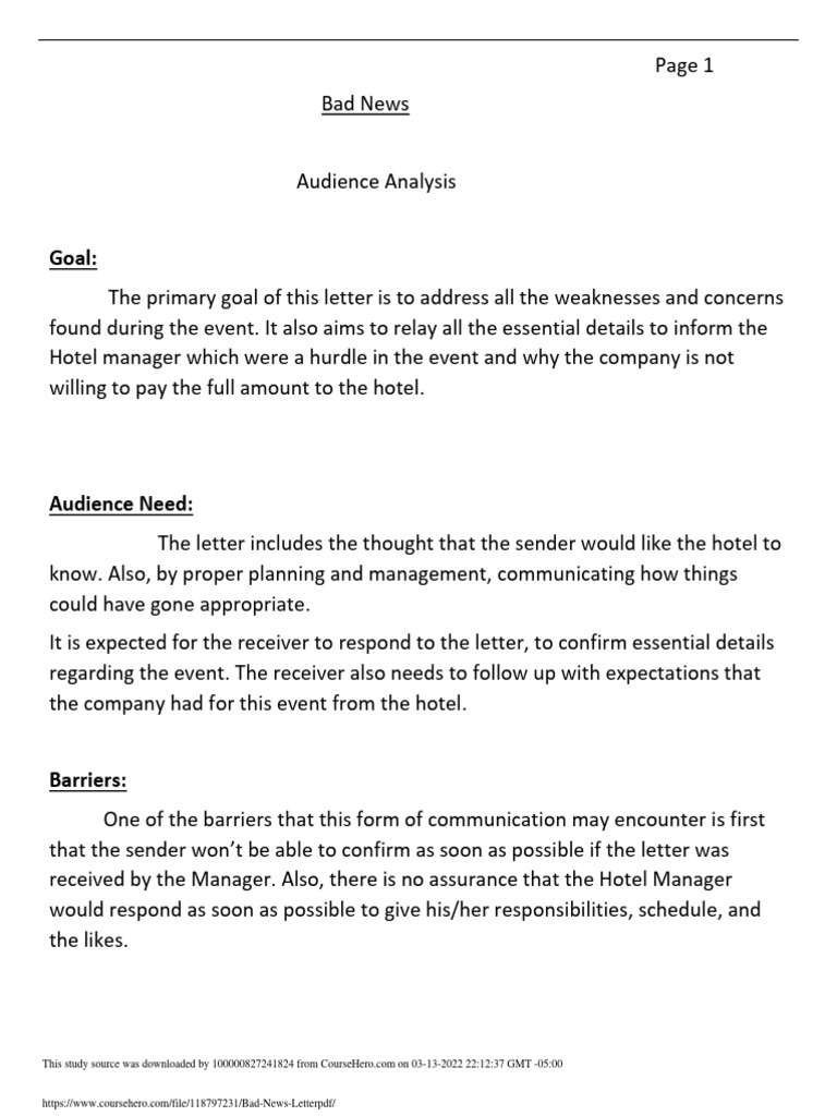 Bad News Letter PDF | Download Free PDF | Human Communication ...
