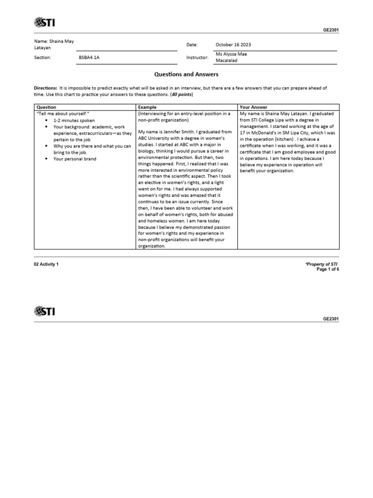 02 Activity 1 Latayan | PDF | Leadership | Social Skills