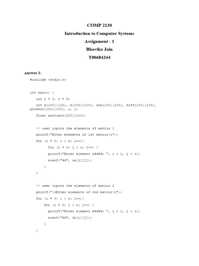 BhavikaJainAssignment 1 | PDF | Pointer (Computer Programming) | Software Development