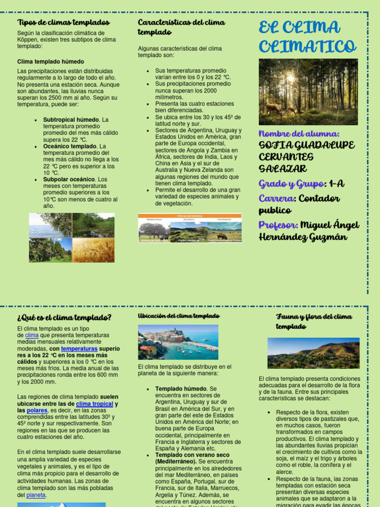 Tipos de Climas Templados | PDF | Clima templado | Clima