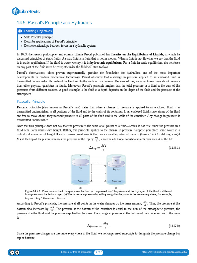 Understanding Pascal's Principle in Hydraulics | PDF | Pressure | Fluid