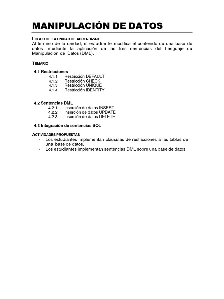Manipulación de Datos | PDF | SQL | Datos de computadora