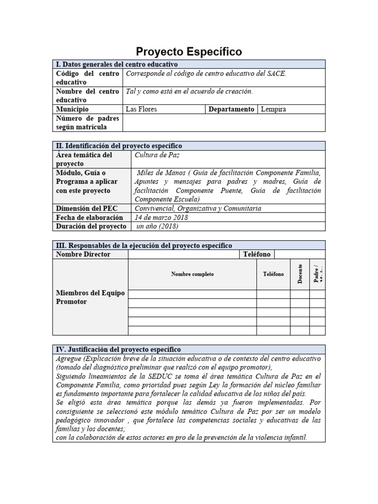 Proyecto Específico Ejemplo | PDF | Comportamiento | Maestros