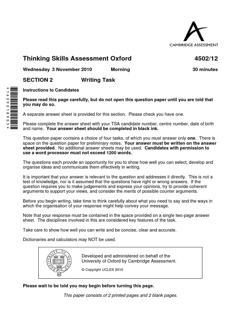 Tsa Oxford 2010 Section 2 | PDF | Copyright