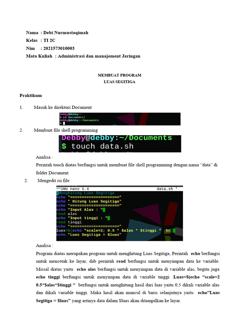 Praktikum Shell Programming - Debi Nurmustaqimah | PDF | Metode & Bahan ...