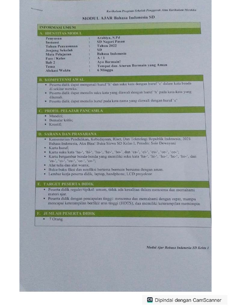 RPP Kelas 1 Kurikulum Merdeka SD | PDF