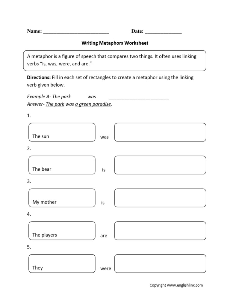 Writing Metaphors Worksheet | PDF