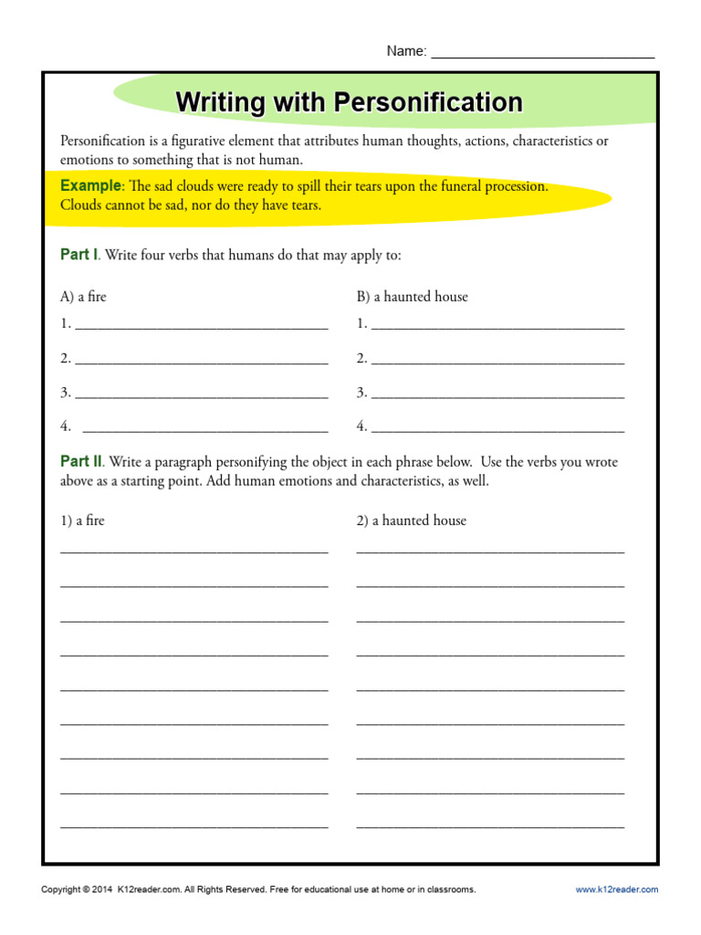 Writing With Personification | PDF | Anthropomorphism | All Rights Reserved