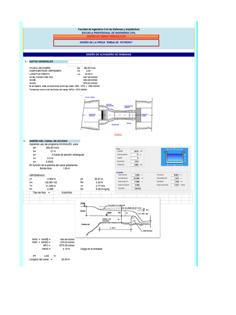 S05.s1 - Calculo de Aliviadero - Ejemplo | PDF | Ingeniería Química | Agua