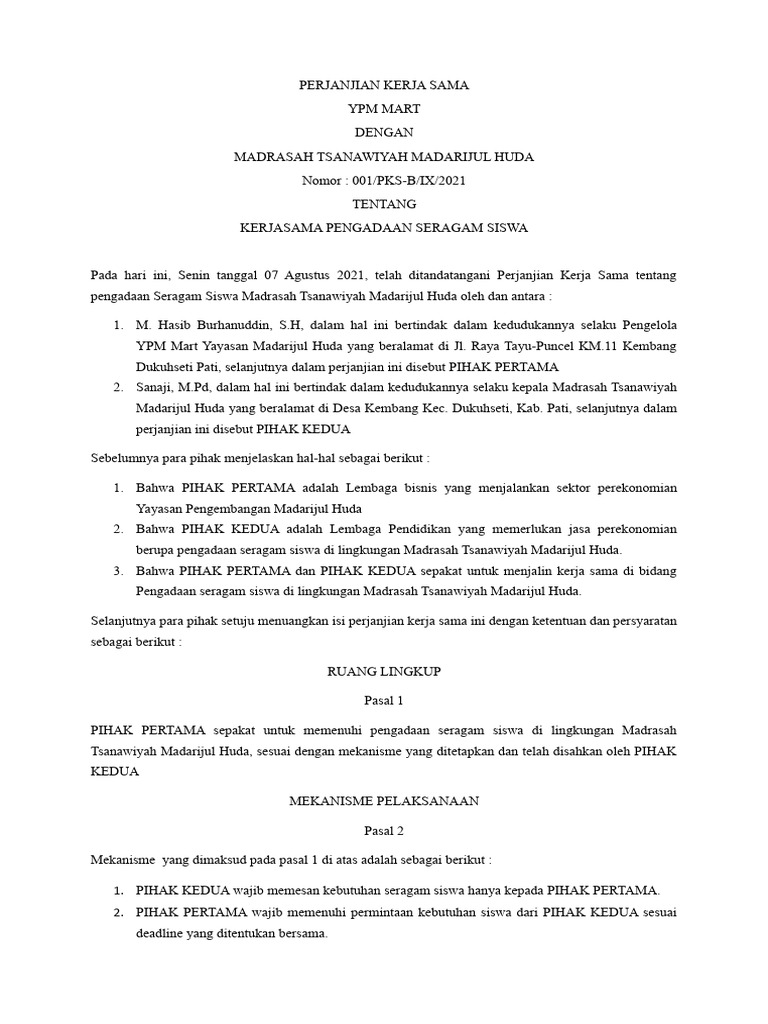 Perjanjian Kerja Sama Pdf