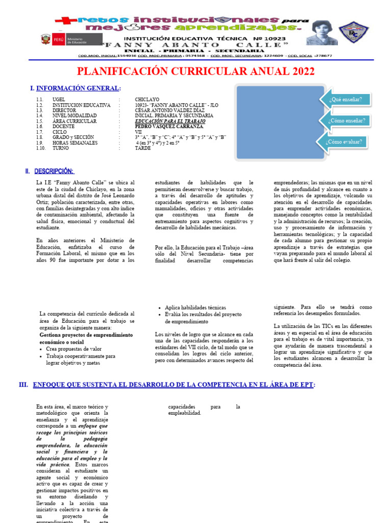 Programación Ept 2022 | PDF | Aprendizaje | Iniciativa empresarial