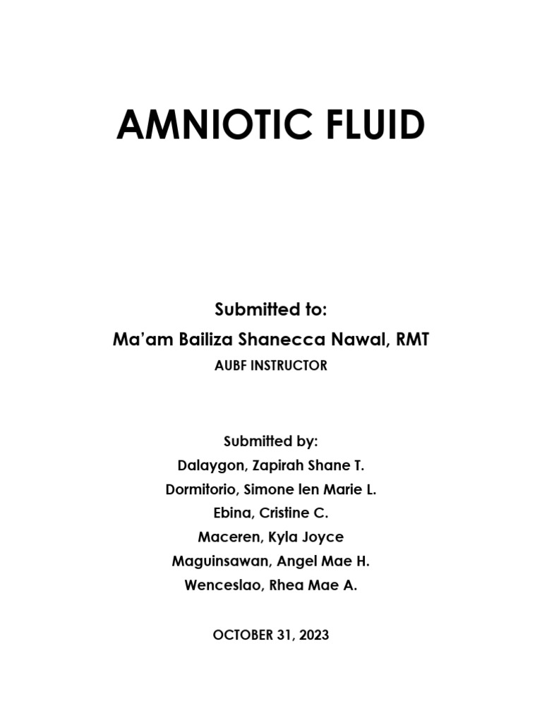Amniotic Fluid Final Handout | PDF | Fetus | Medical Specialties
