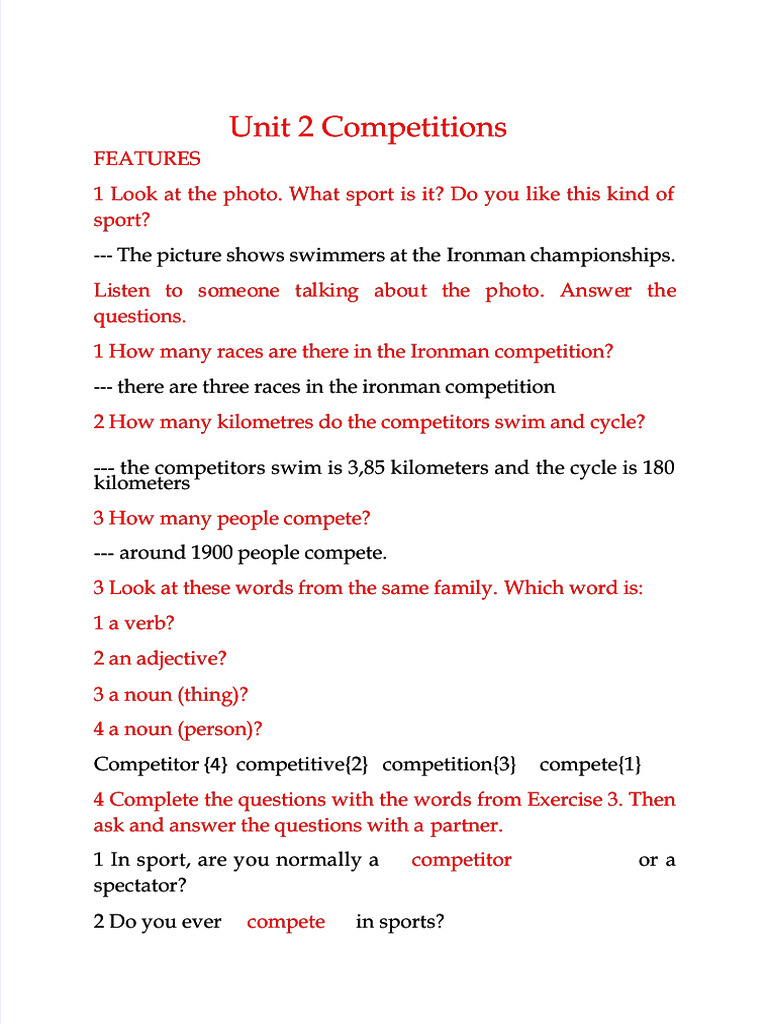 Unit 2: Understanding Competitions | PDF | Sports