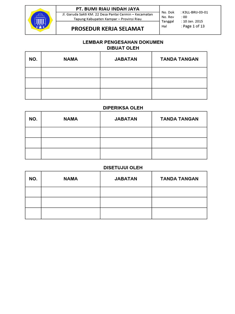 Prosedur Kerja Selamat | PDF Prosedur Kerja Selamat | PDF