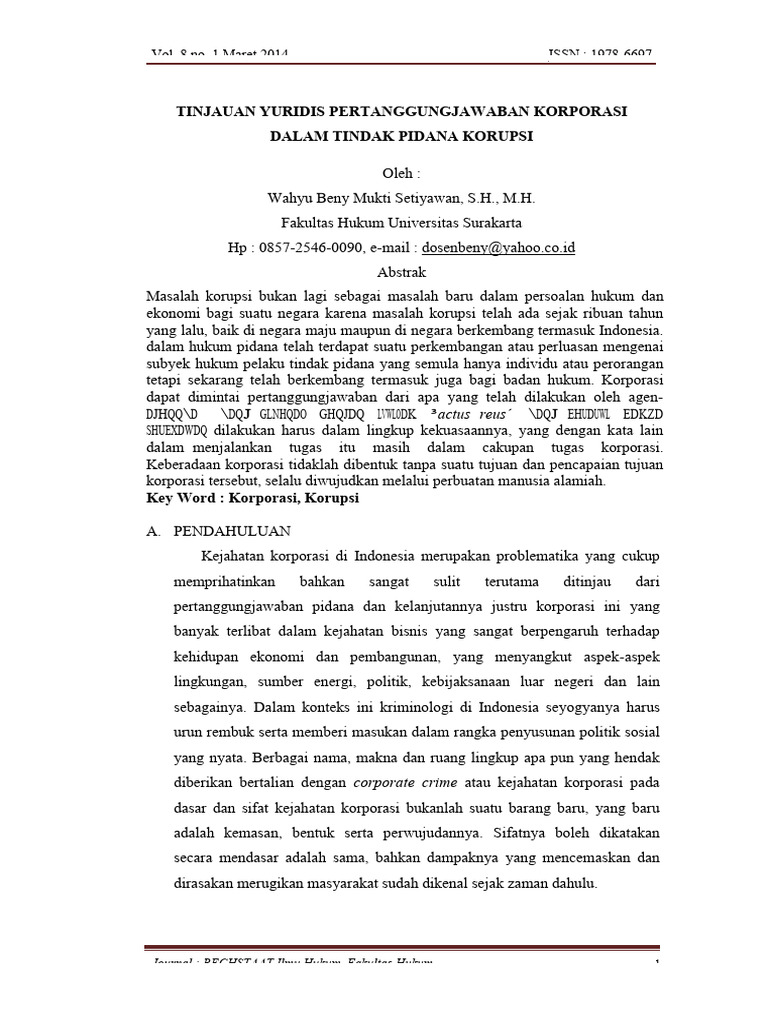 ID Tinjauan Yuridis Pertanggungjawaban Korp | PDF