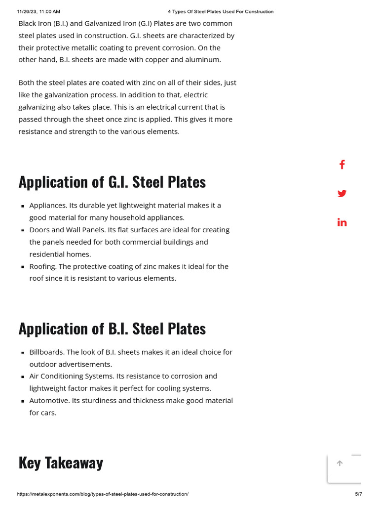 3 Types of Steel Plates Used For Construction | PDF | Steel | Sheet Metal