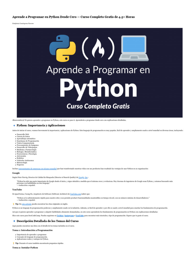 Aprende A Programar en Python | PDF | Python (lenguaje de programación) | Lenguaje de programación