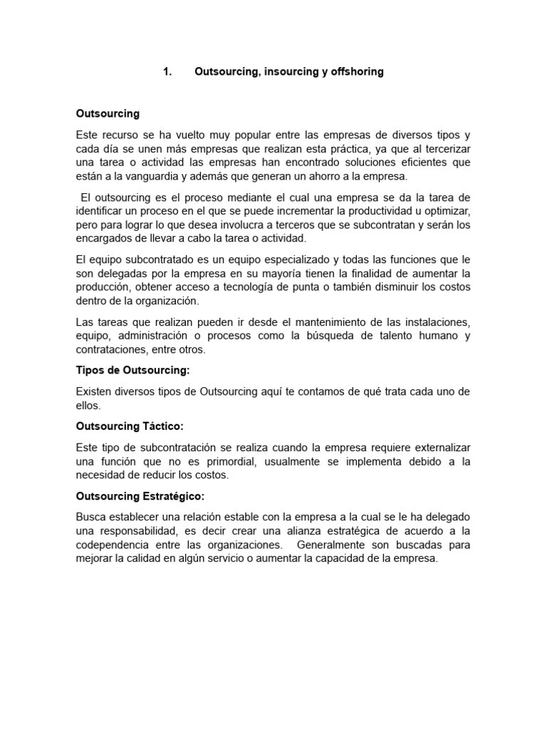 Capitulo 7 Resumen | PDF | Outsourcing | Reclutamiento