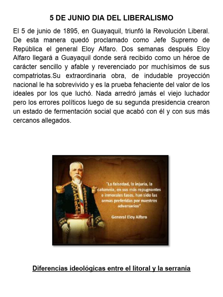 5 de Junio Dia Del Liberalismo | PDF | Ecuador