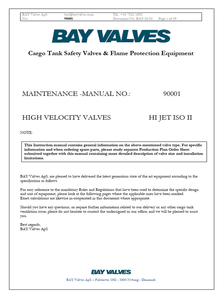 Instruction and Maintenance Manual Bay Valves 90001 | PDF | Valve | Pipe (Fluid Conveyance)