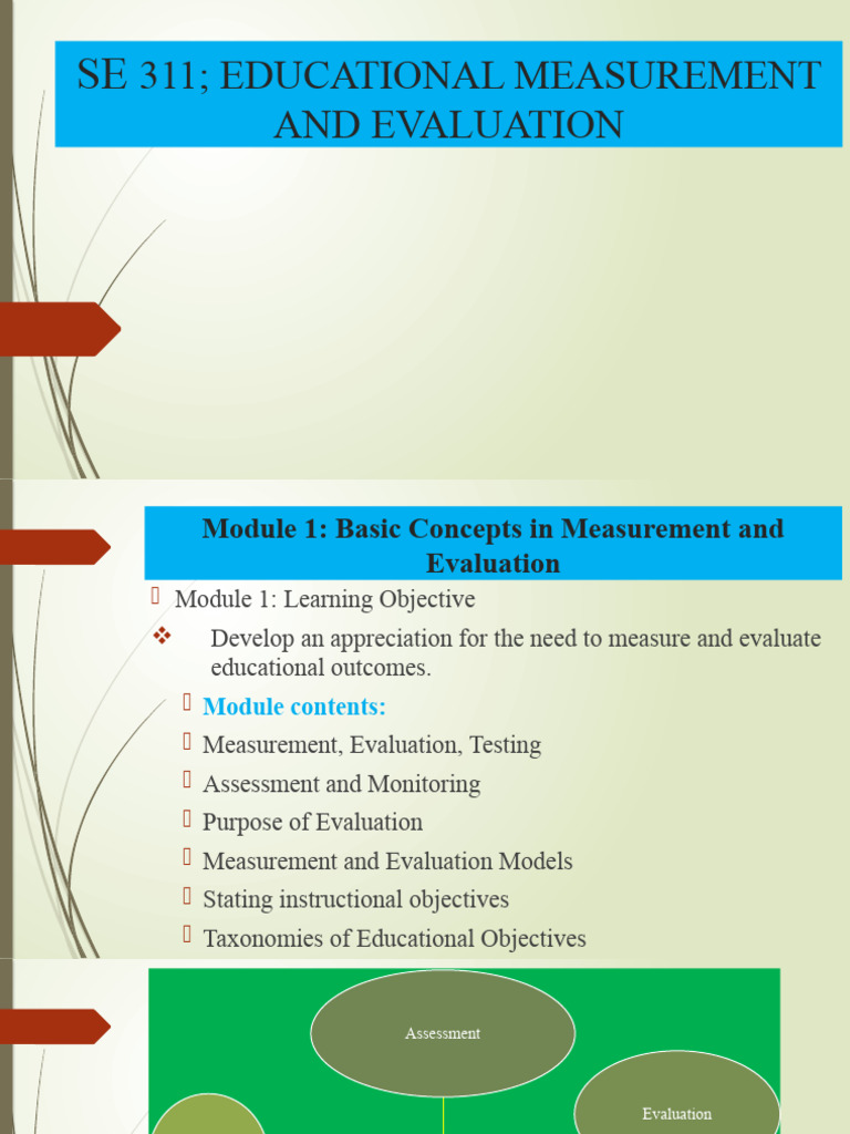 Measurement of Learning. Module 1 Basics | PDF | Educational Assessment ...