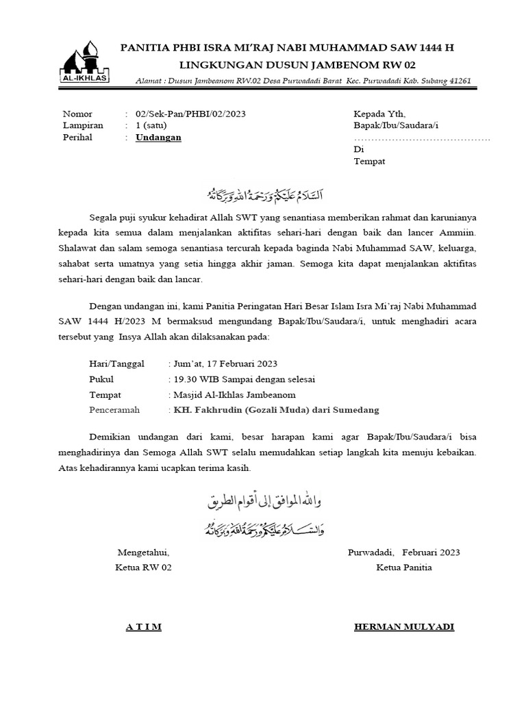 Undangan Rajaban | PDF