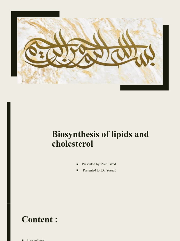 Biosynthesis of Cholesterol and Lipids | PDF | Biosynthesis | Lipid
