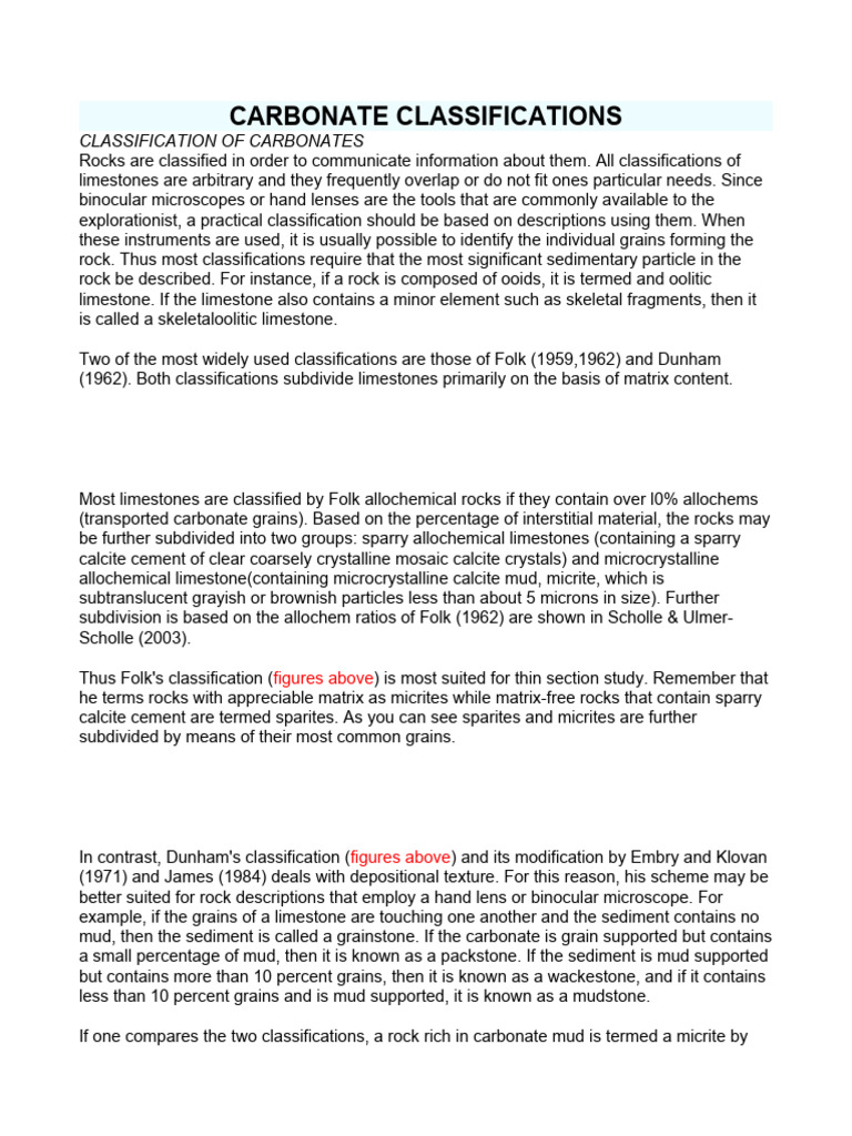 Karbonat Classification | PDF | Limestone | Geology