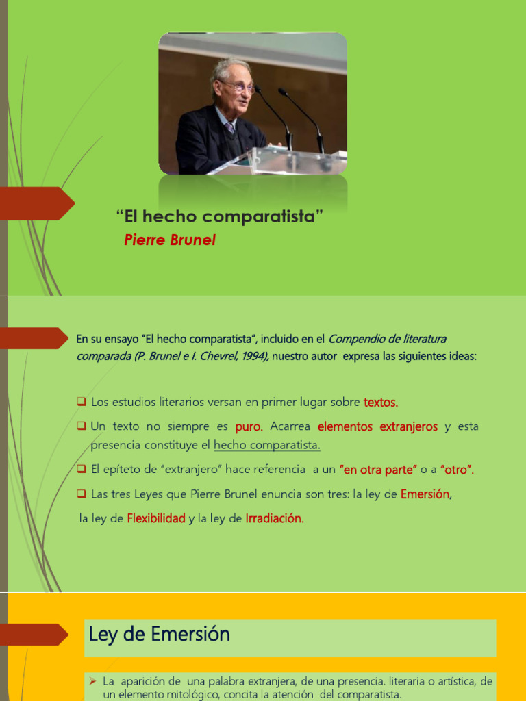 Diapositivas Sobre El Hecho Comparatista, Pierre Brunel | PDF | Autor