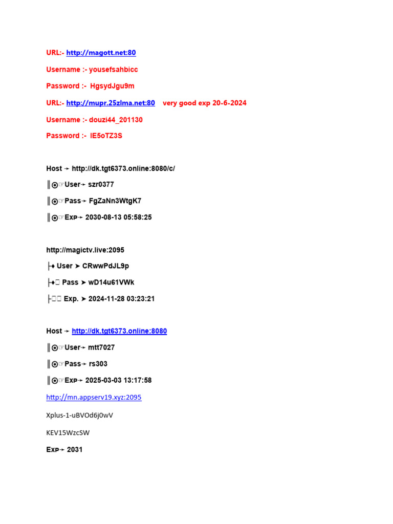 Url:-Username: - Yousefsahbicc Password: - Hgsydjgu9M Url: - Very Good Exp 20-6-2024 Username ...