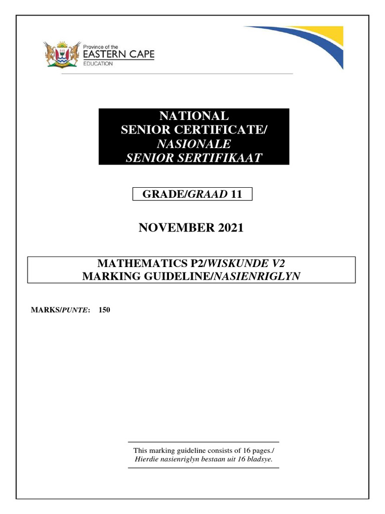 Maths p2 Gr11 Memo Nov 2022 - Afr&engl (Translated) | PDF | Sampling (Statistics) | Mathematics