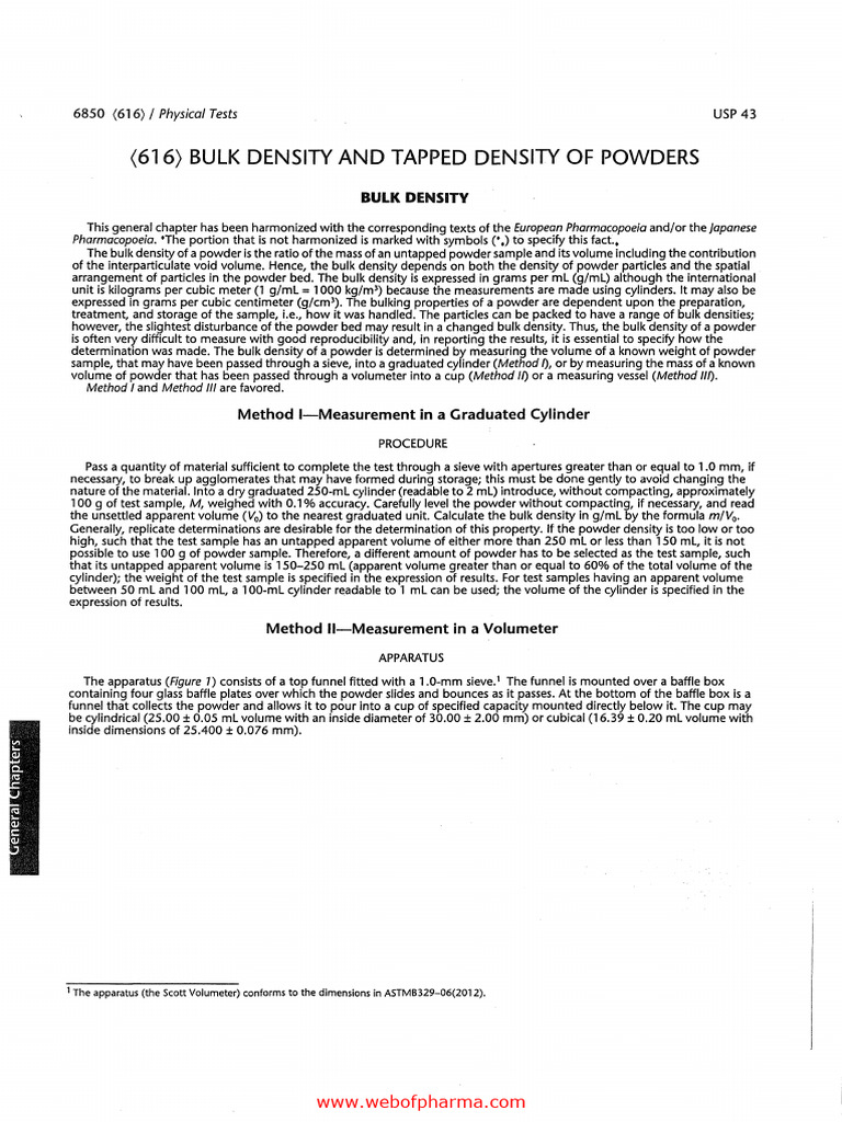 USP 43 - NF 37 Volume 4 Bulk Density and Tapped Density For Powders | PDF | Chromatography | Density