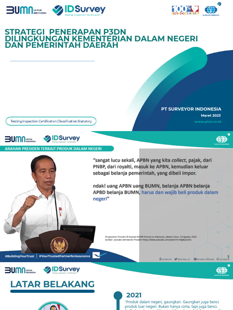 PT Surveyor Indonesia - Presentasi P3DN 2023 - KEMENDAGRI 8 Nov 2023 ...
