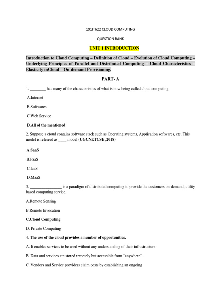 191it622 Cloud Computing (1) - 1 | PDF | Cloud Computing | Software As A Service
