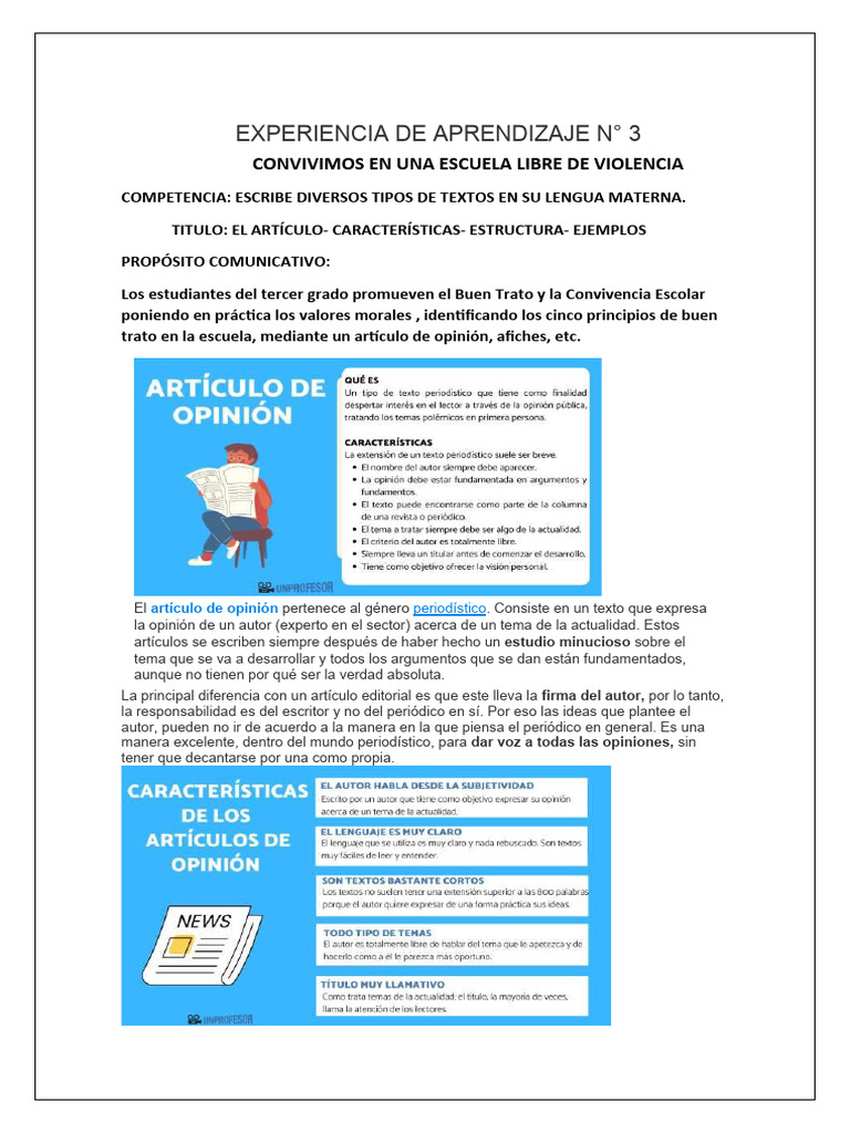 Exp - de Ap. #3 El Artículo de Opinión | PDF | Comportamiento | Estereotipos