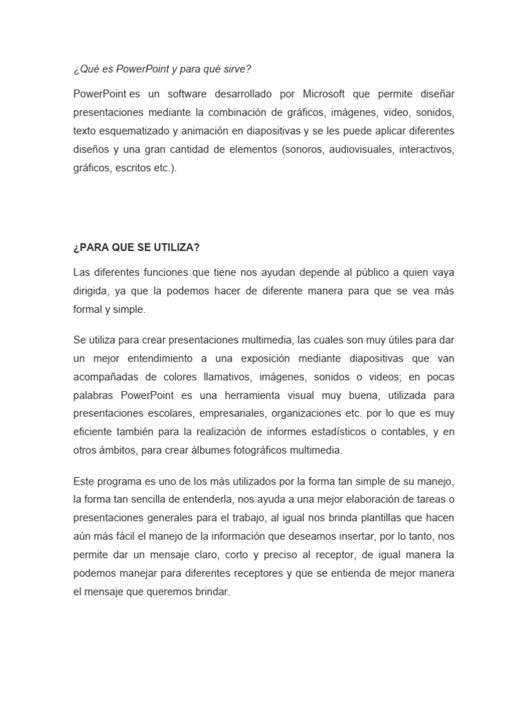 Qué Es PowerPoint y para Qué Sirve | Descargar gratis PDF | Microsoft ... Qué Es PowerPoint y para Qué Sirve | Descargar gratis PDF | Microsoft ...