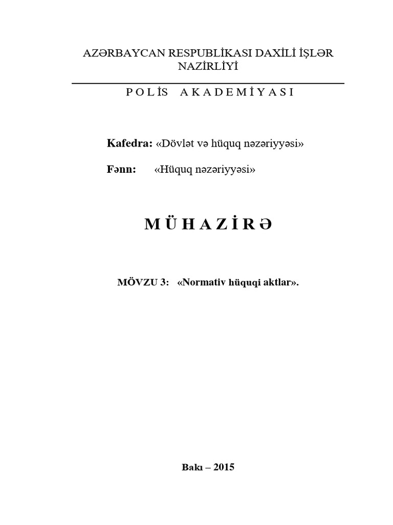 199 Movzu 3 Normativ Huquqi Aktlar. | PDF