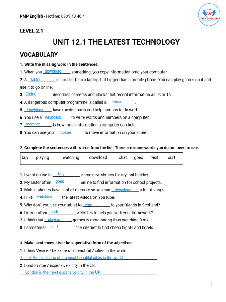 Technology Vocabulary and Exercises | PDF | Information And ...
