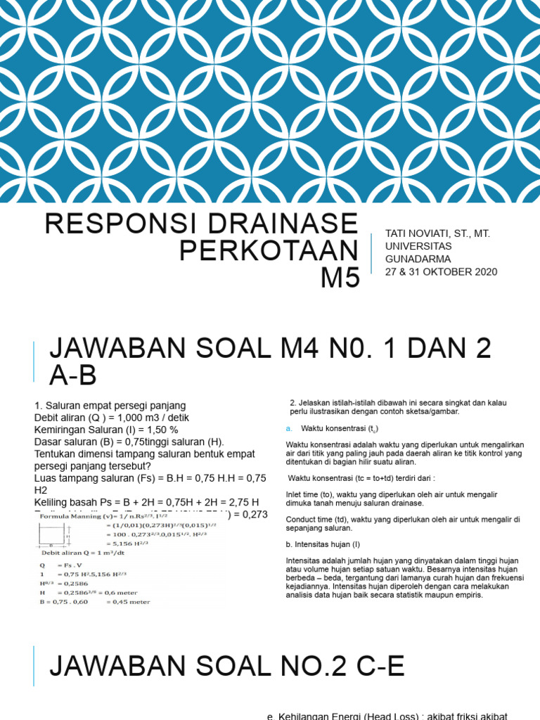 Responsi Drainase Perkotaan m5 Ibu Tati | PDF