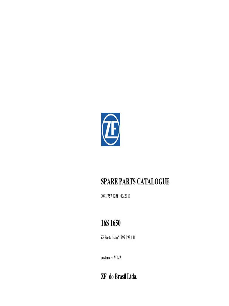 Spare Parts Catalogue: ZF Do Brasil Ltda | PDF | Manual Transmission ...