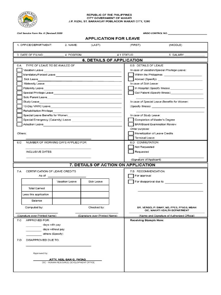 Makati Leave Form | PDF | Parental Leave | Employment