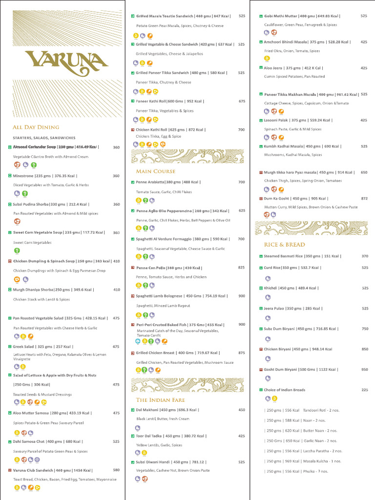 Varuna Menu | PDF