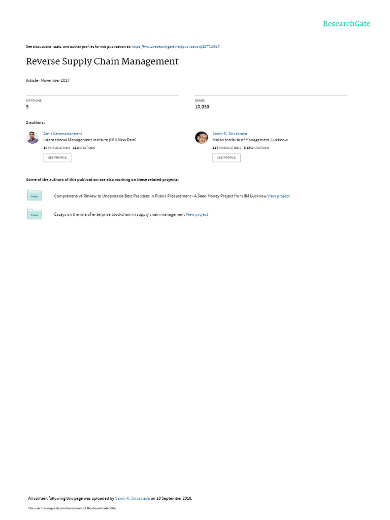 Reverse Supply Chain Management | PDF | Waste Management | Logistics